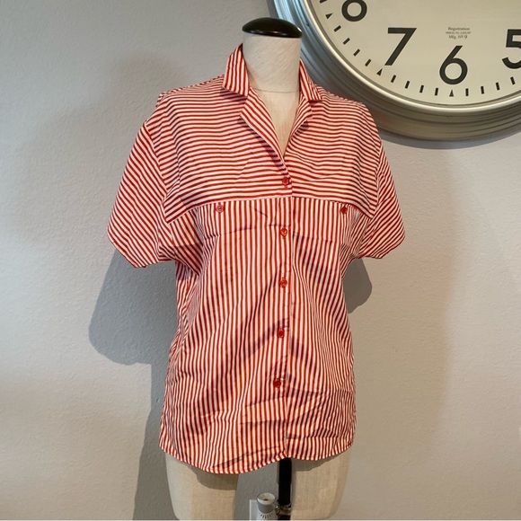 Vintage | Tops | Vintage Red And White Striped Button Down Shirt | Poshmark